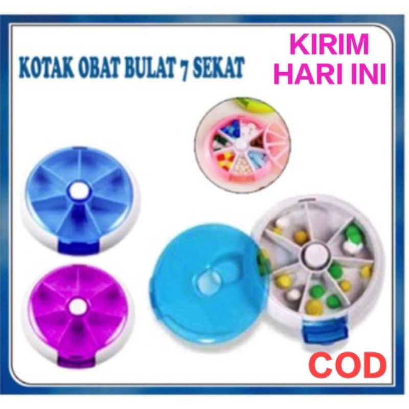 Jual Kotak Obat Bulat 7 Sekat Bisa Putar Otomatis / Wadah Tempat ...