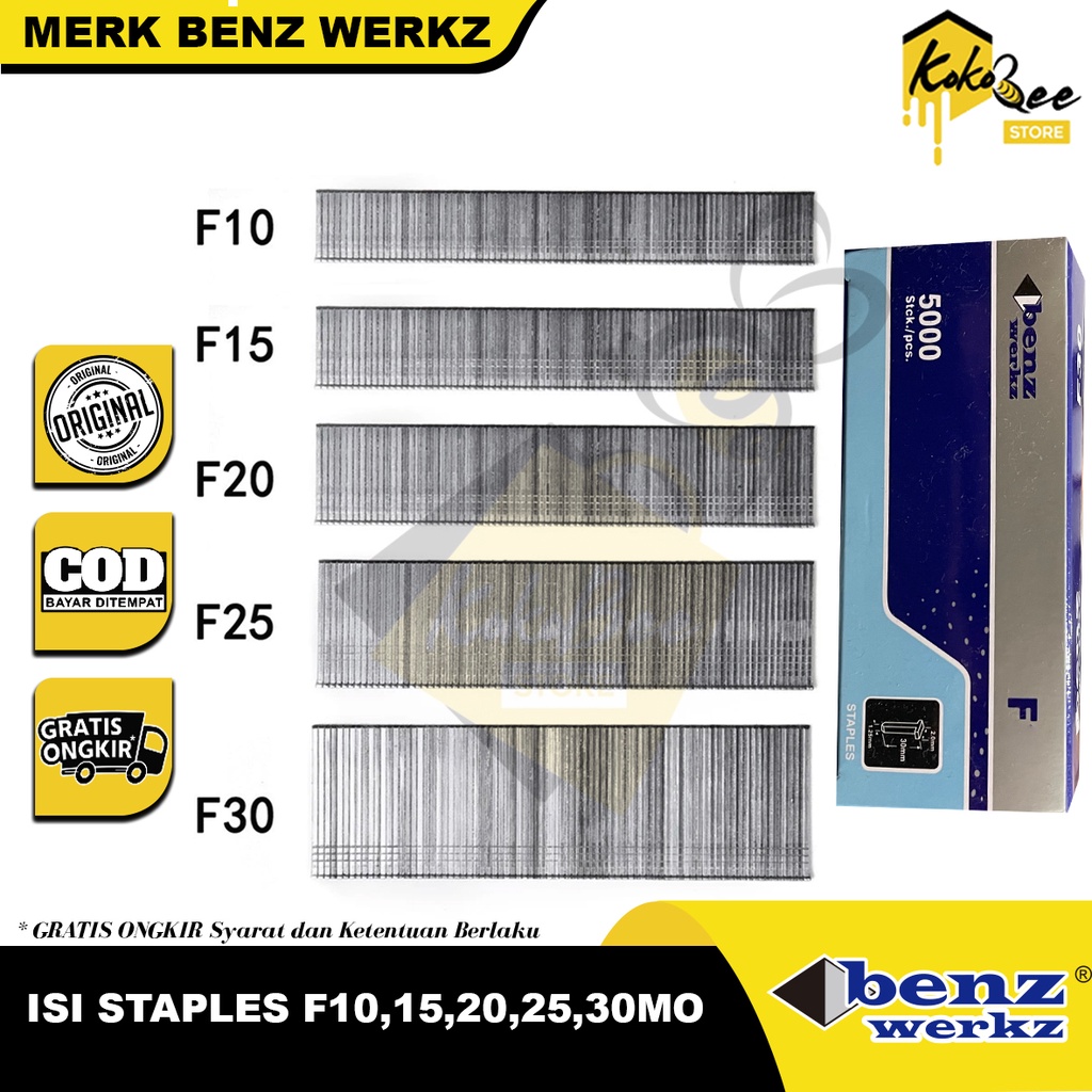 Jual Isi staples paku tembak F10MO F15MO F20MO F25MO F30MO - Air nailer ...