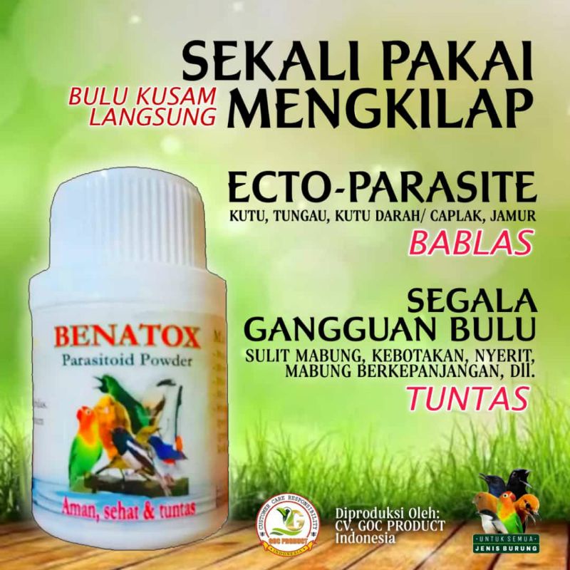 Jual BENATOX " parasitoid powder " solusi permasalahan bulu pada burung ...