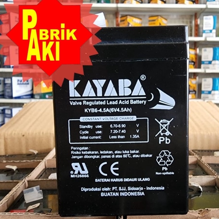 Jual AKI UPS KAYABA AGM DEEP CYCLE VRLA BATTERY kyb 6-4 6V 4.5Ah SOLAR ...