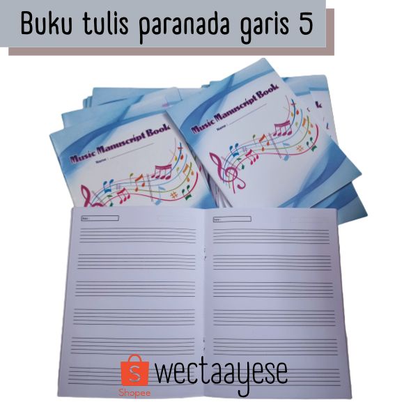 Jual Buku tulis musik garis 5 buku garis paranada 20 halaman / manuscript book music book / Buku ...