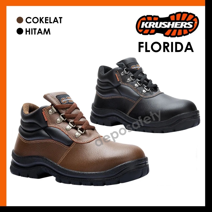 Jual KRUSHERS Sepatu Safety Florida Black Brown - Safety Shoes Florida ...