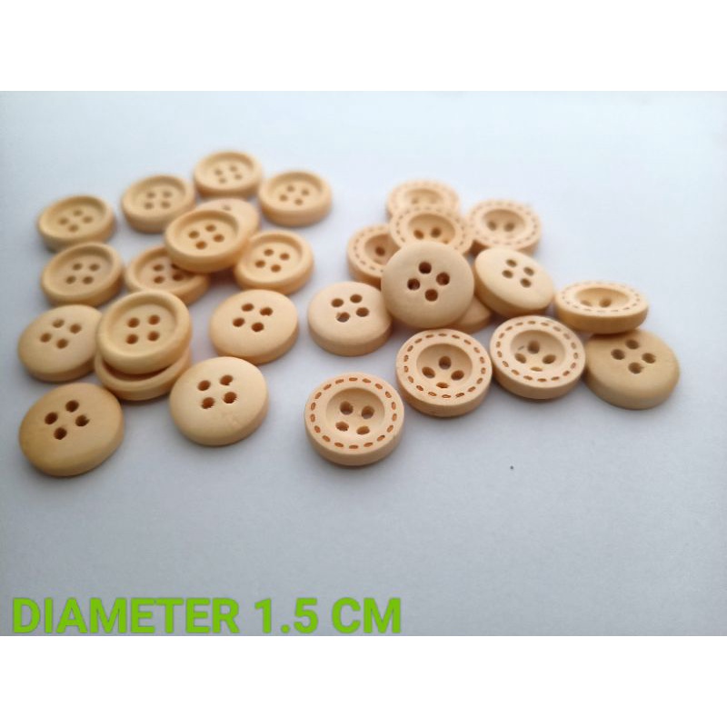 Jual Kancing baju kayu kemeja /hem ukuran 1.5cm (kancing hias kayu) 50 ...