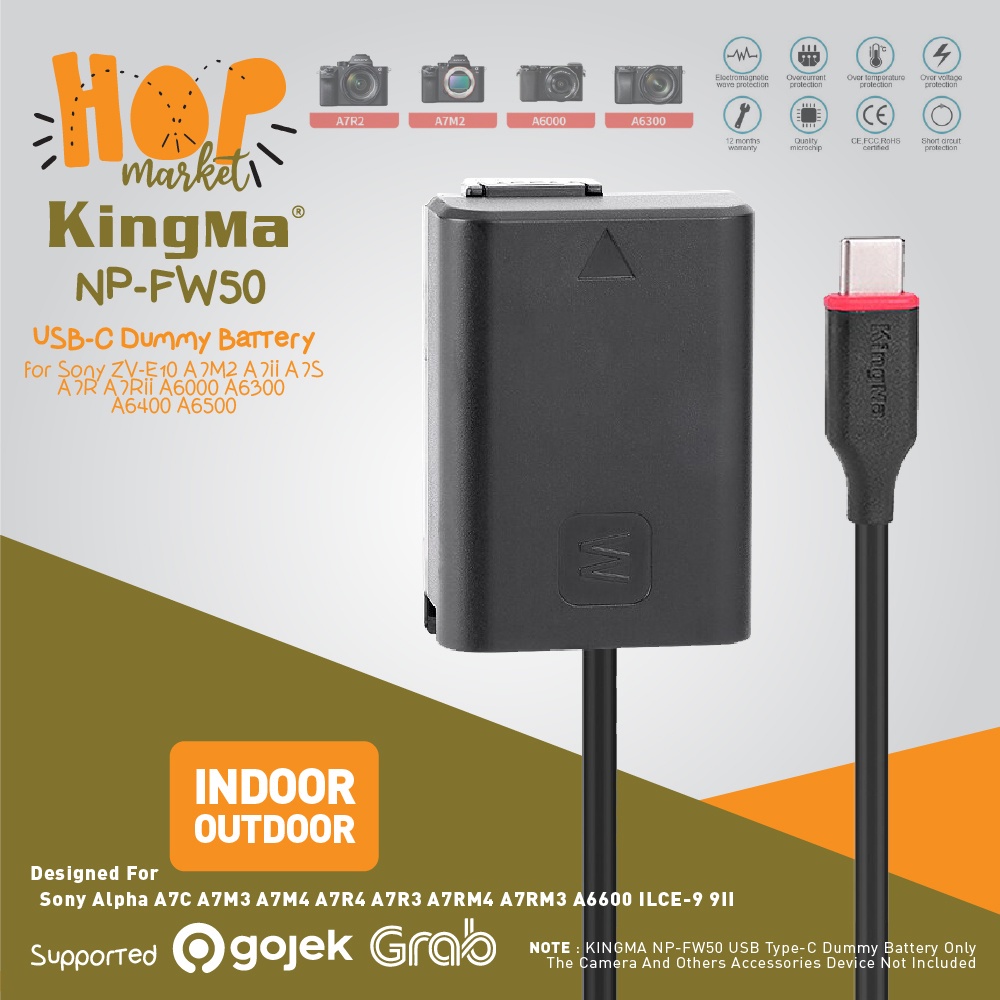 Jual KingMa USB Type C Dummy Battery Adapter NP-FW50 Power Supply for ...