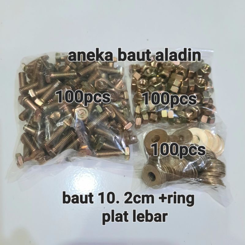 Jual baut dan mur 10. 2cm plus ring isi 100set | Shopee Indonesia