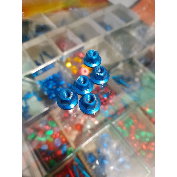 Jual mur m5 mur 8 posh almunium anodize merah biru | Shopee Indonesia