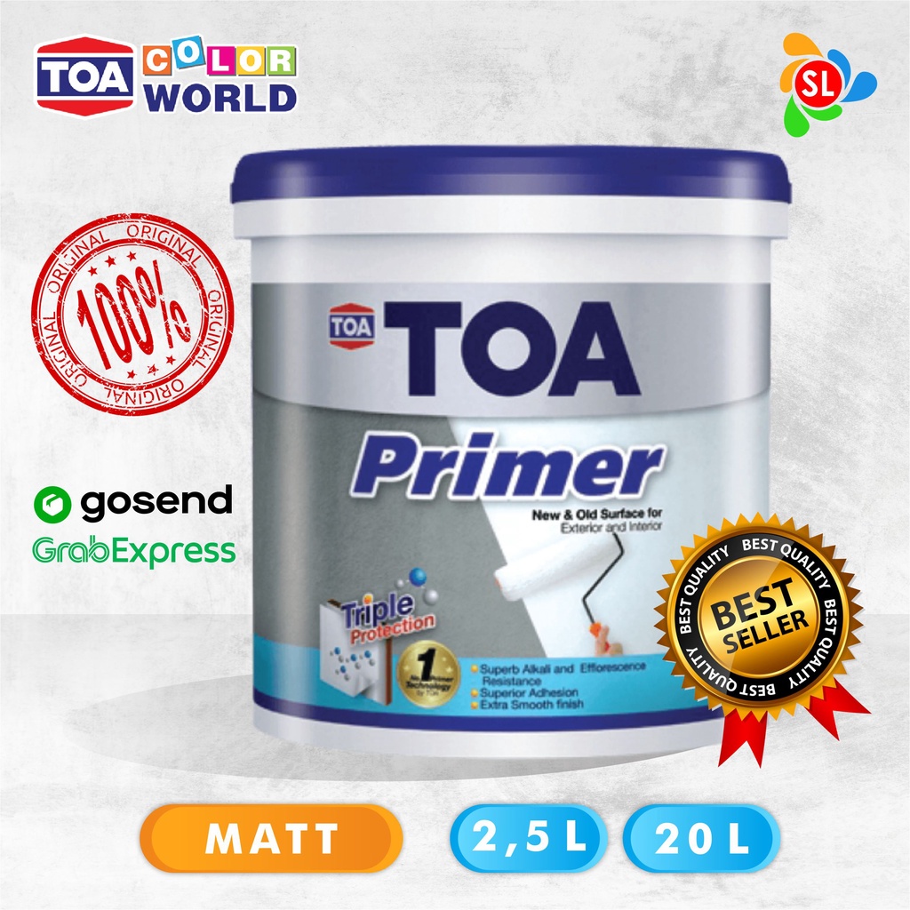 Jual Cat Dinding / Tembok Dasar Toa Primer 2,5 Liter Warna Putih Matt ...