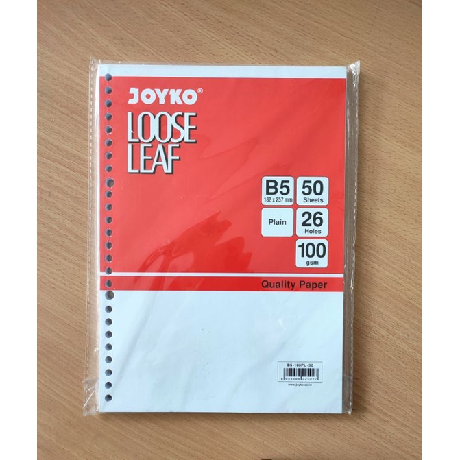 Jual Kertas Loose leaf B5 POLOS / TIDAK BERGARIS Joyko B5-100PL 50 Lembar | Shopee Indonesia