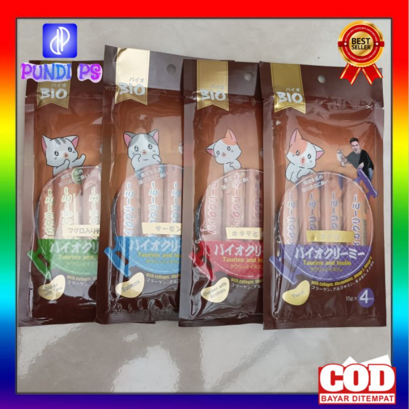 Jual BIO CREAMY 1pack cemilan treat snack kucing cat isi 4biji | Shopee ...