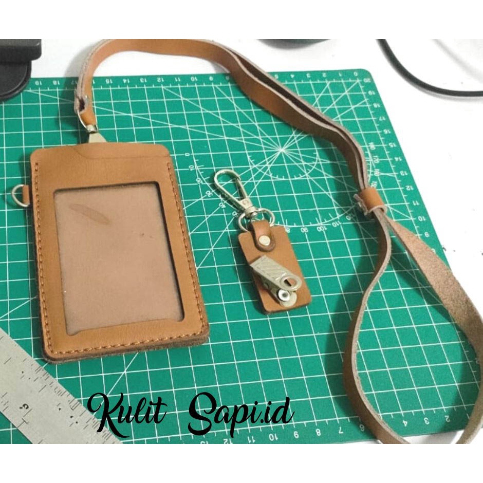 Jual Name Tag Kalung/ID Card Full Kulit Sapi Asli | Shopee Indonesia