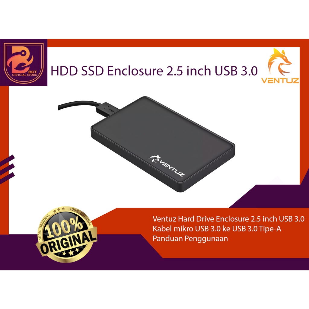 Jual HDD SSD Enclosure 2.5 Inch USB 3.0 Ventuz Original Garansi Resmi ...