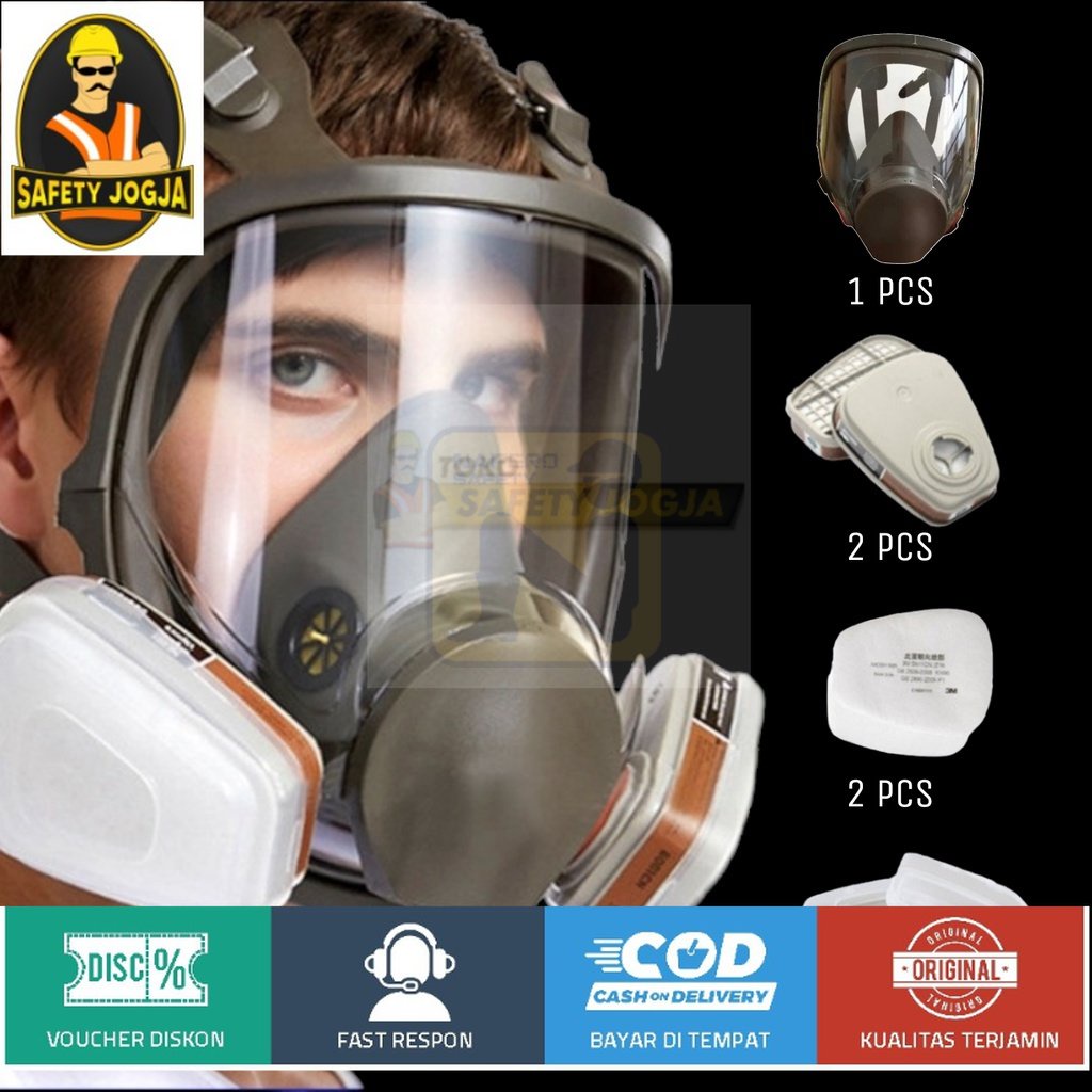 Jual MASKER GAS FULL FACE RESPIRATOR MASK WITH N95 AND AMONIA 6800 ...