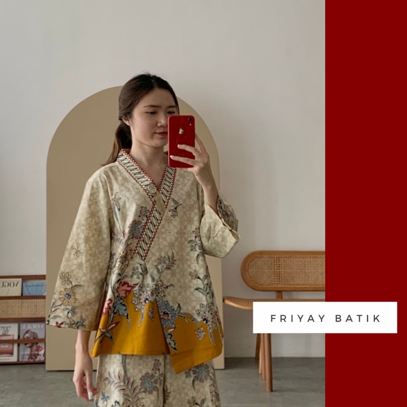 Jual Sage Kimono Batik / Baju Atasan Batik Kuning Lengan Panjang ...