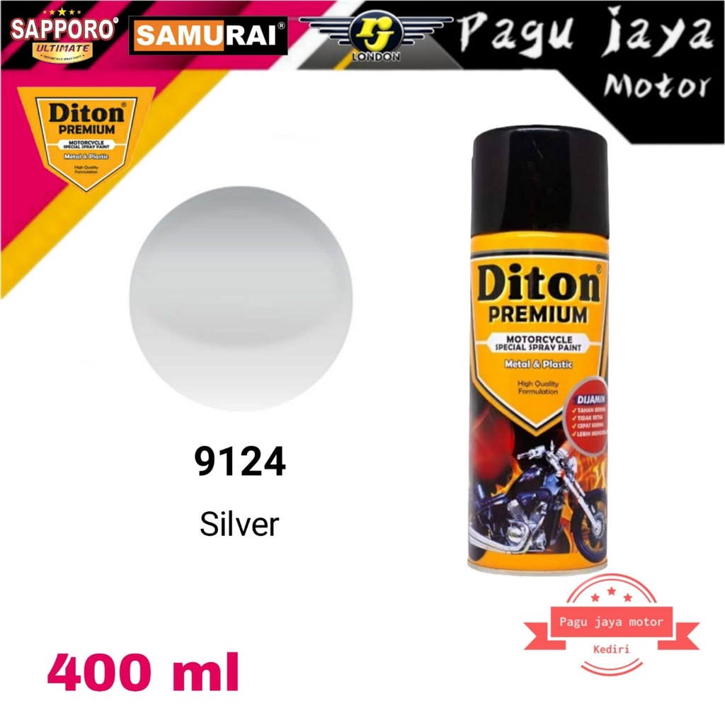 Jual DITON PREMIUM 9124 SILVER 400ml Cat semprot spray paint pilox ...
