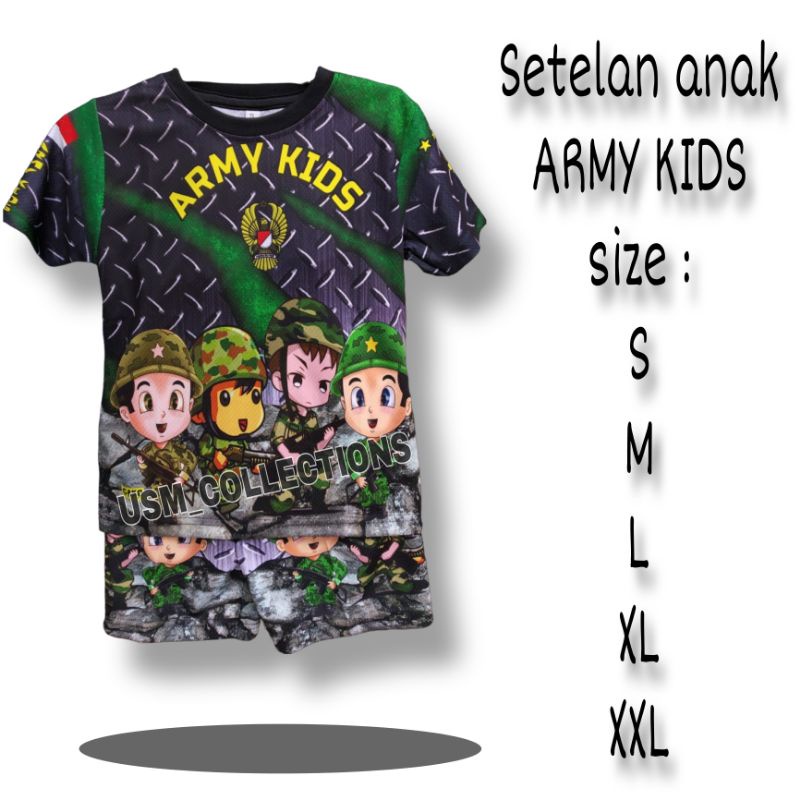 Jual kaos anak loreng ARMY KIDS - setelan anak loreng pendek | Shopee Indonesia