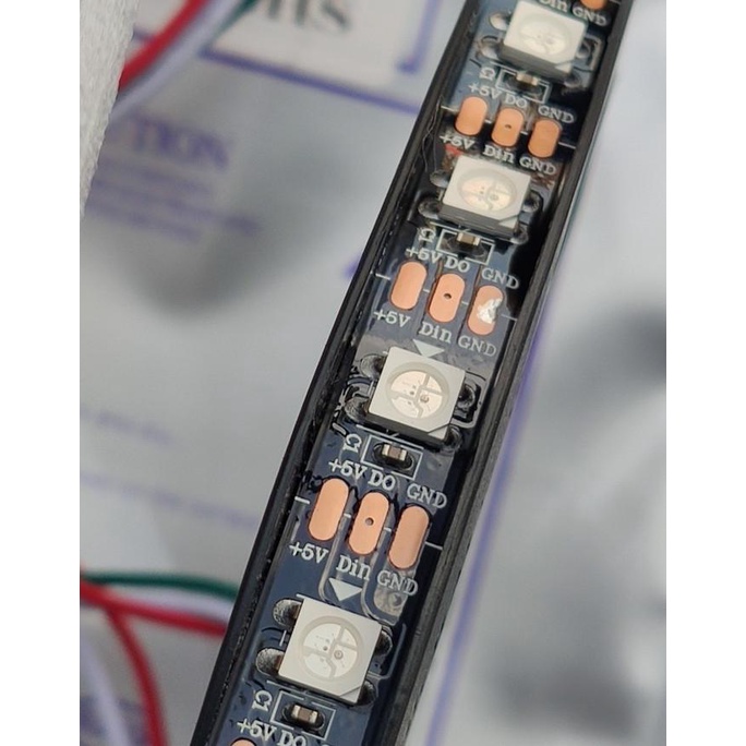 Jual Led strip rgb ws2812b ws2812 ws2811 5v 5m 60led/m ip30 PCB tebal ...