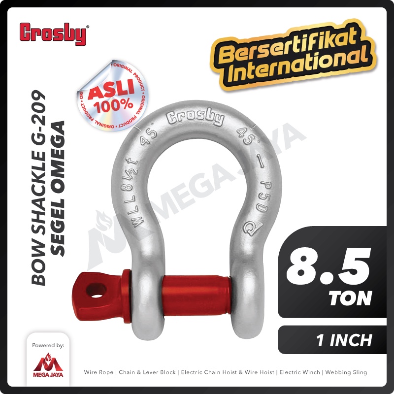 Jual CROSBY Bow Shackle Omega G209 8.5 Ton - 1" Segel Screw Pin ...
