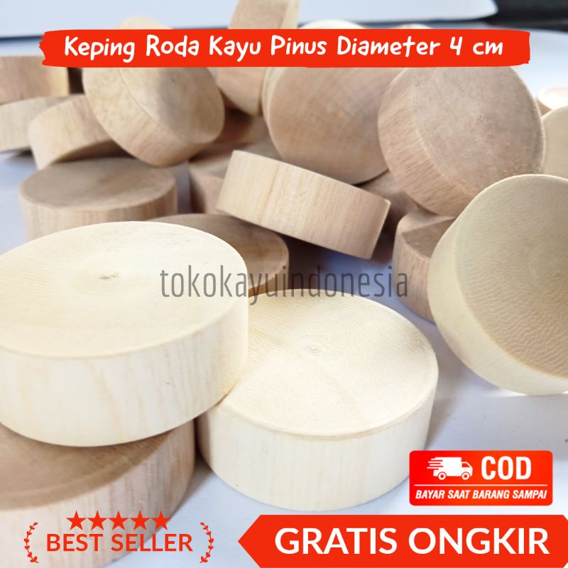 Jual Keping Roda Koin Kayu Diameter 4 cm Untuk Kerajinan Termurah Bahan ...