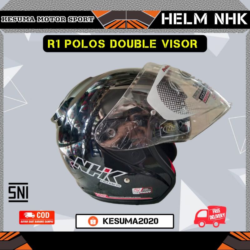 Jual Helm NHK R1 Solid double visor half face / Original NHK / Helm ...