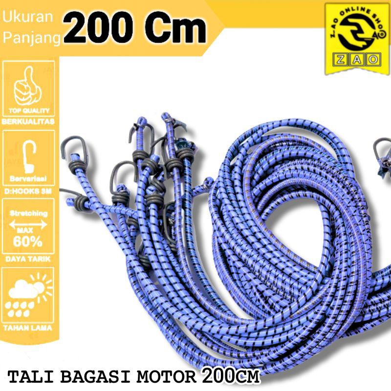 Jual TALI BAGASI MOTOR 200 CM/Tali ikat barang 2 meter/Tali elastis 2 ...