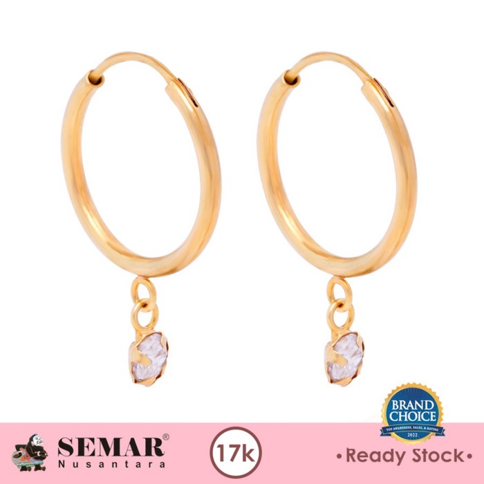 Jual Anting Emas Jipsi Batu Putih Gold 17K Semar Nusantara | Shopee Indonesia