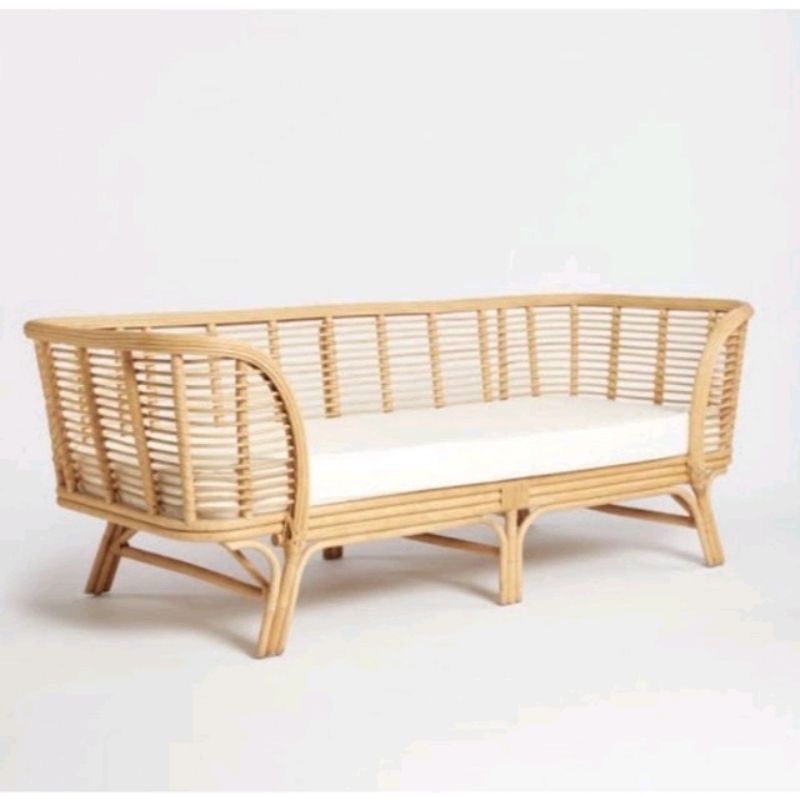 Jual Sofa Bench Rotan Laminasi 3 Seater / Kursi Sofa Ruang Tamu Rotan ...