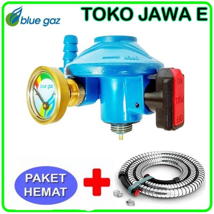 Jual PAKET HEMAT Regulator Blue Gaz PD Mtr + Selang Spiral 1.8 Meter ...