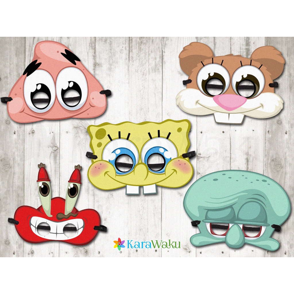 Jual Topeng Pesta Ultah Anak Karakter / Birthday Party Mask Spongebob ...