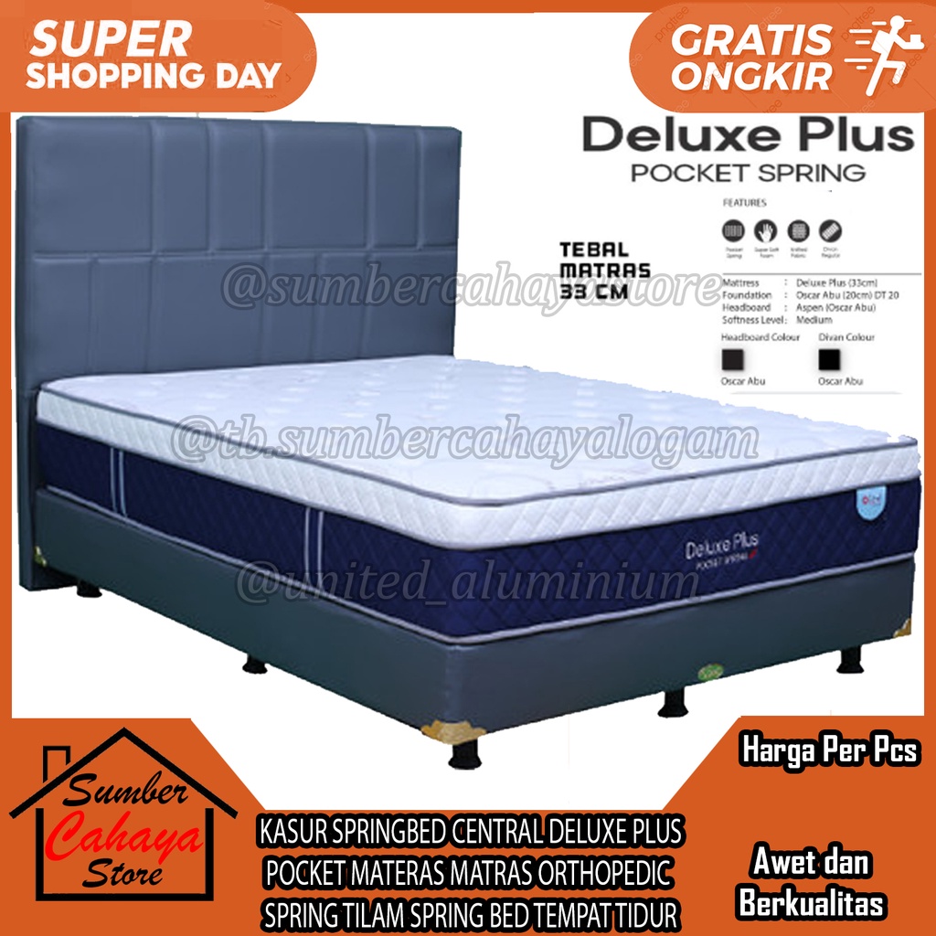 Jual SPRINGBED CENTRAL DELUXE PLUS POCKET KASUR MATRAS MATERAS ...