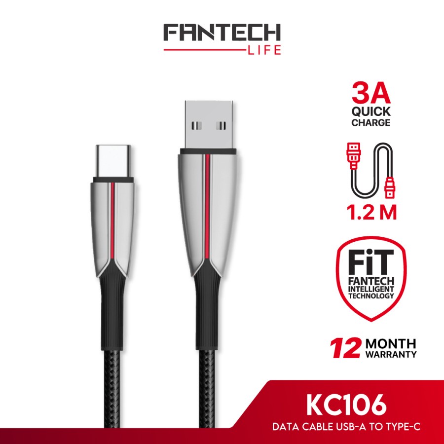 Jual FANTECH LED Light Type C USB Cable Data 120CM 3.0A - KC106 ...