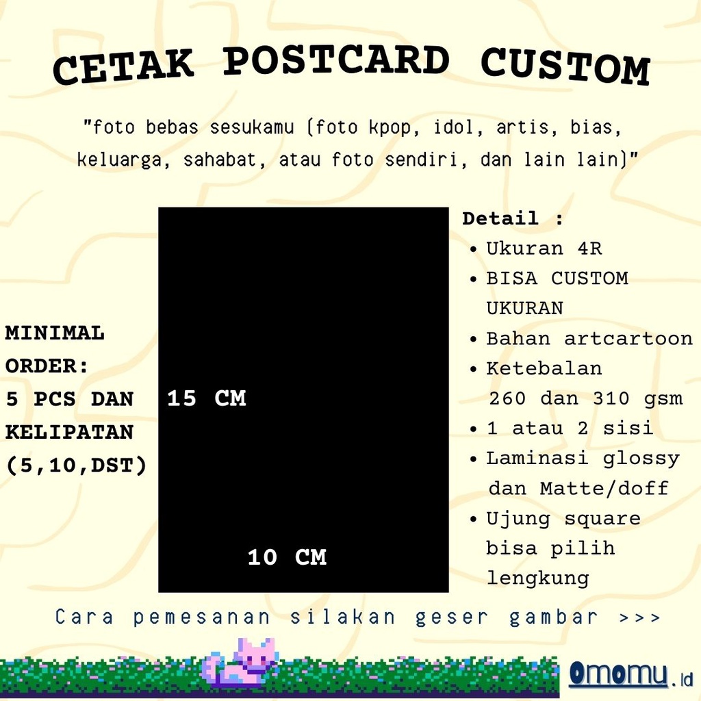 Jual POSTCARD CETAK POSTCARD CUSTOM FREEBIES UKURAN 4R (BISA CUSTOM ...