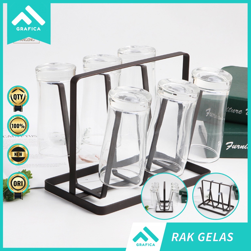 Jual RAK TEMPAT GELAS ESTETIK MINIMALIS / WADAH GELAS DINDING TEMPAT AQUA GELAS STAND GELAS ...