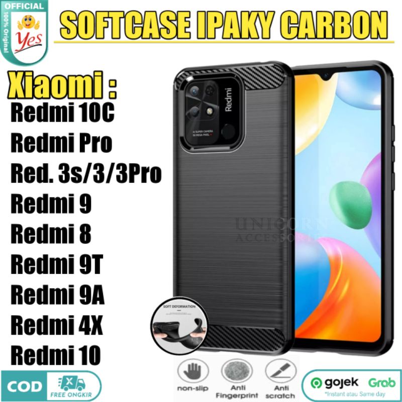 Jual Xiaomi Redmi 10 3s 3 Pro 8 9 9T 9A 4x 10C Softcase ipaky Carbon Casing Silicon Case Premium ...