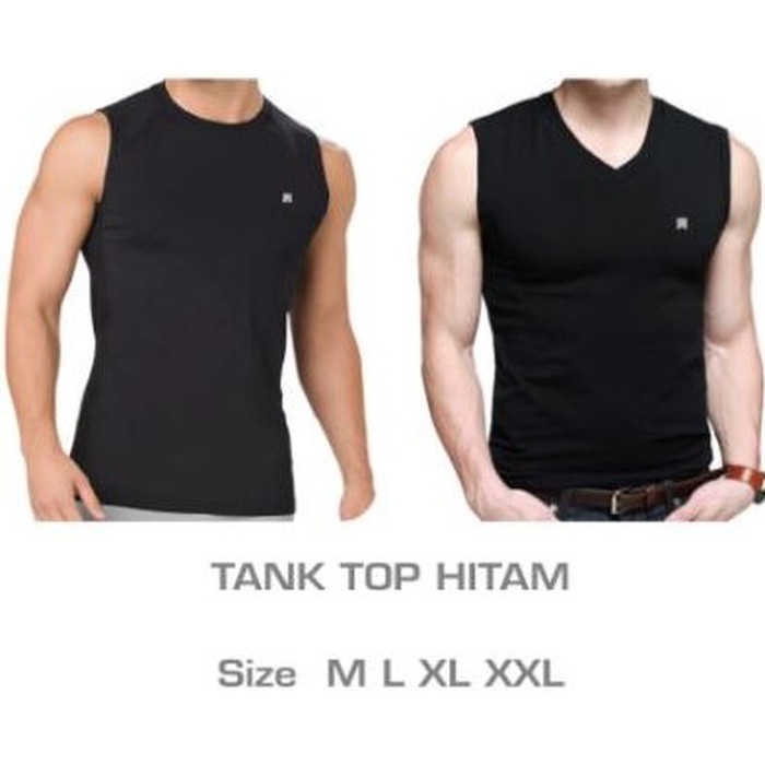 Jual Oblong Tanpa Lengan Tanktop Hitam Kingsman Sleeveless V dan O neck ...