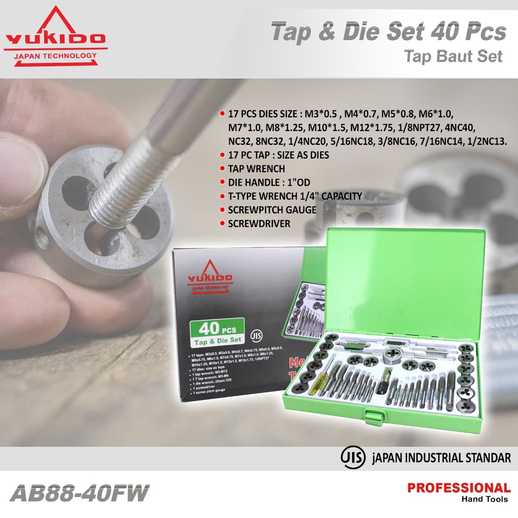 Jual KUNCI TAP BAUD PROMO BOS Tap Senai Set YUKIDO 40Pcs Tab and Dies ...
