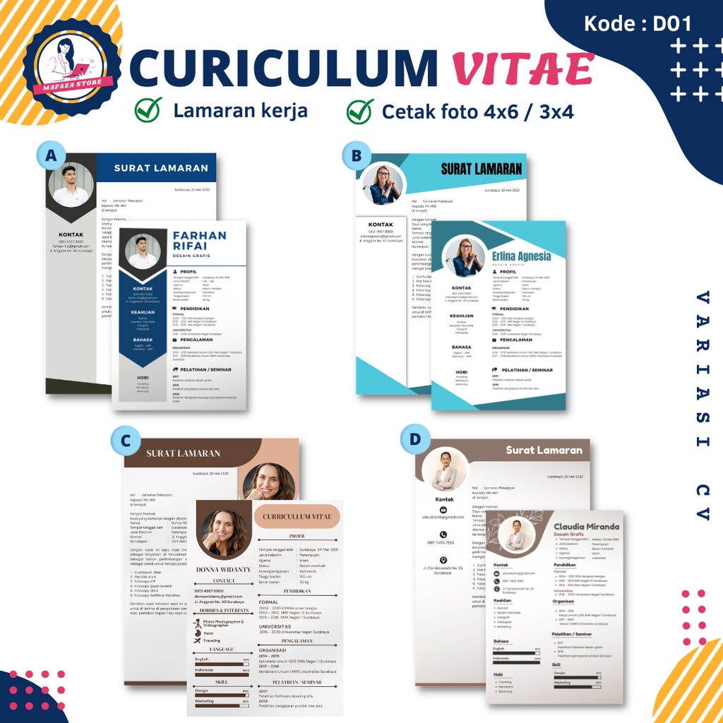 Jual Surat Lamaran kerja / Curiculum Vitae RESUME CV Jasa pembuatan ...