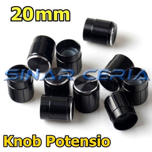 Jual Knob Knop 20 mm Potensio Aluminium Black Tutup Potensiometer ...