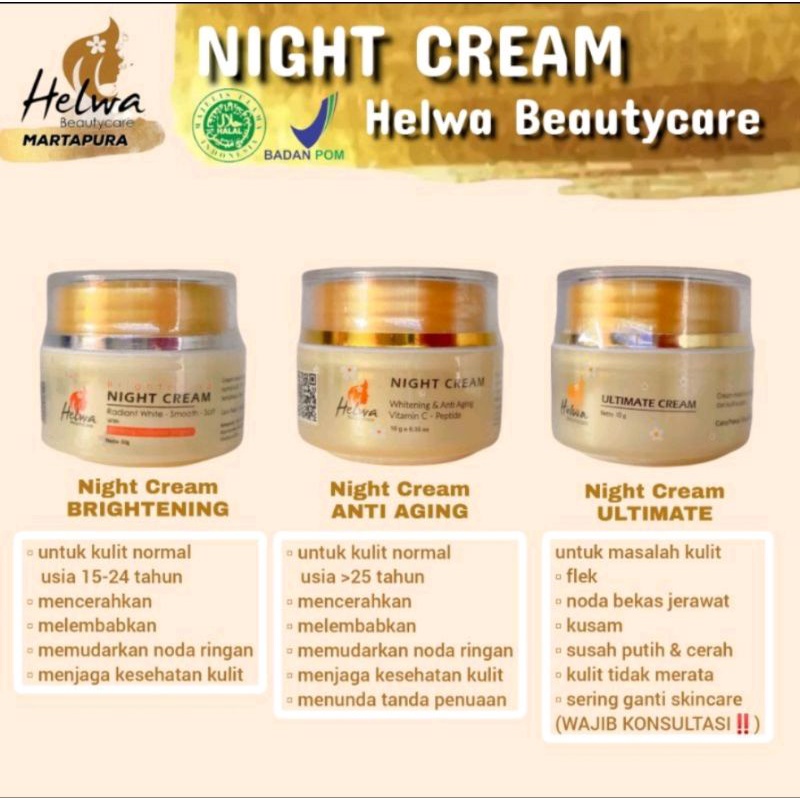 Jual NIGHT CREAM ULTIMATE SKIN (WAJIB KONSUL) HELWA BEAUTYCARE 100% ...