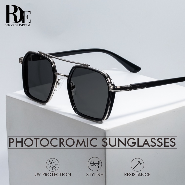 Jual Robins Kacamata Hitam Photocromic Aviator Metal K0039 Anti Radiasi Blueray Fashion Pria ...