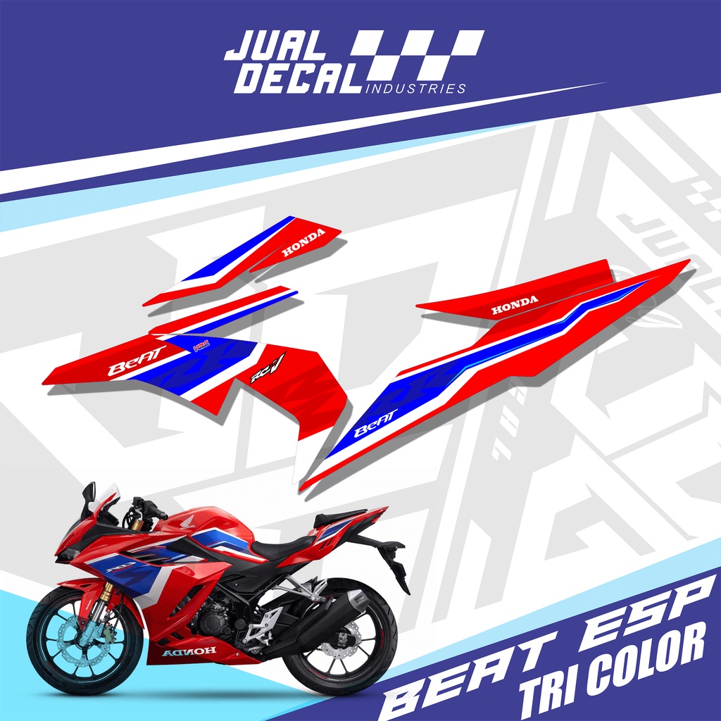 Jual Striping Beat Variasi TRICOLOR FIREBLADE HRC Livery Stiker Sticker ...