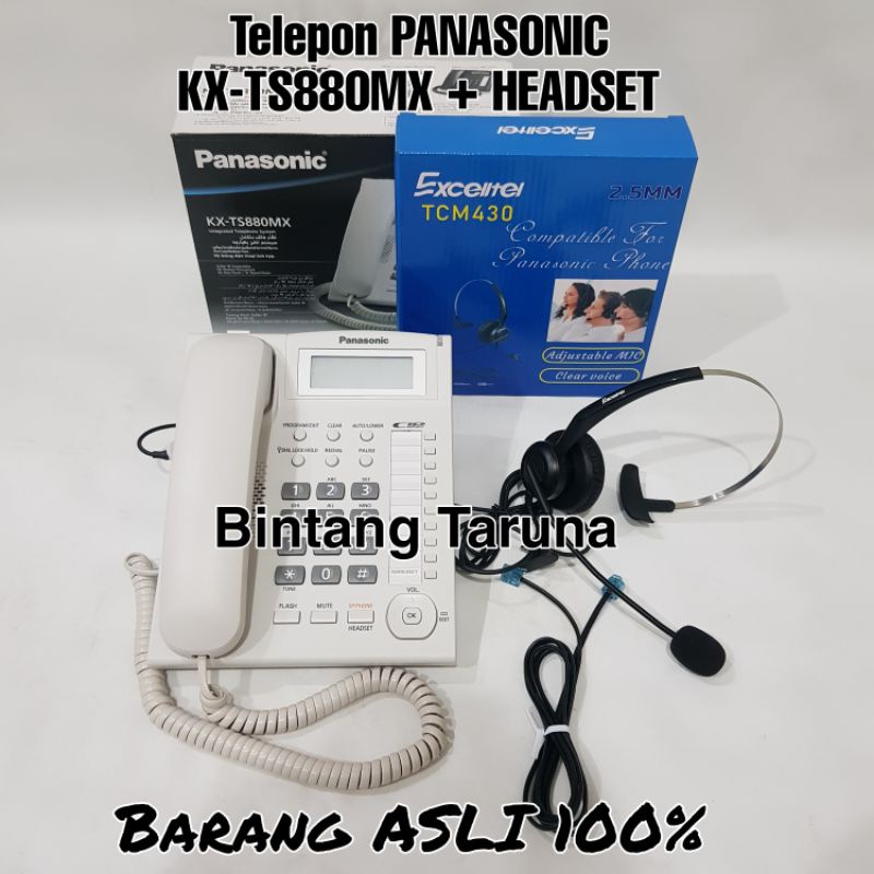 Jual Telepon Kabel Panasonic KX-TS880MX + Headset Excelltel 2.5mm ...