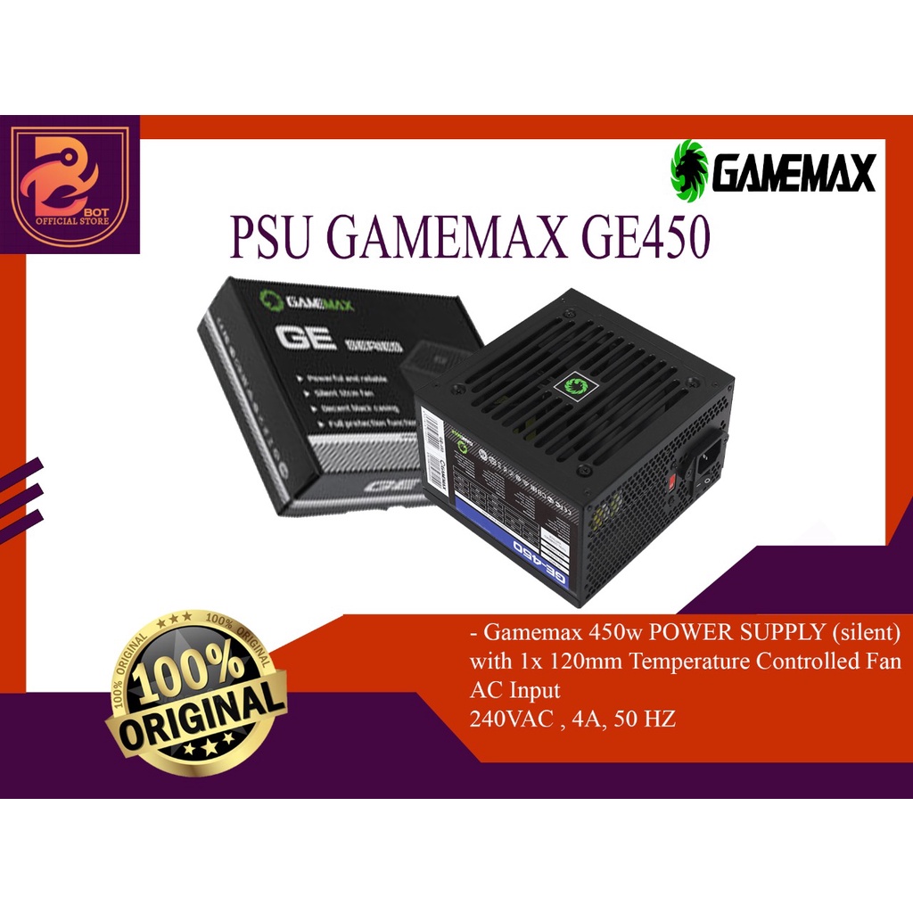 Jual Gamemax Eco Gamer 450W GE-450 Power Supply PSU Original Garansi ...