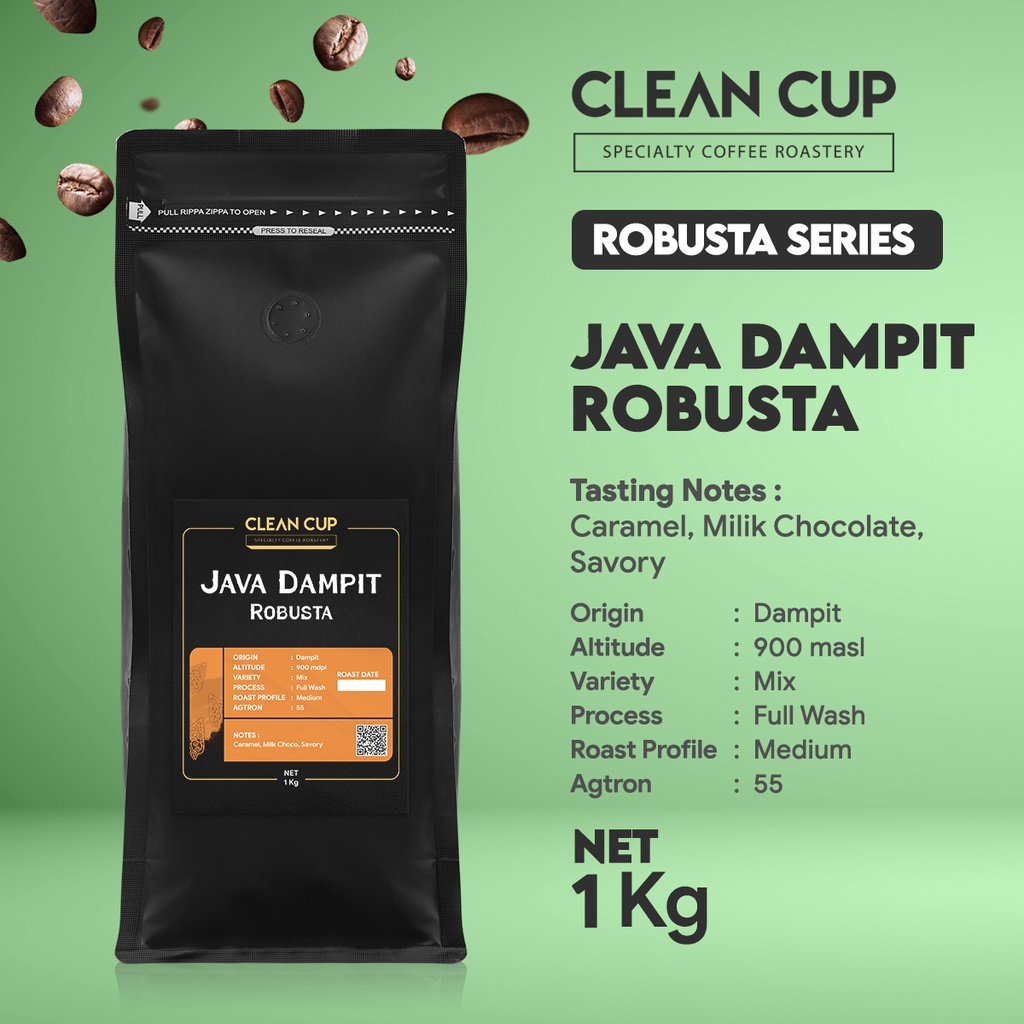 Jual Kopi Clean Cup Java Dampit Robusta Whole Bean 1kg | Shopee Indonesia