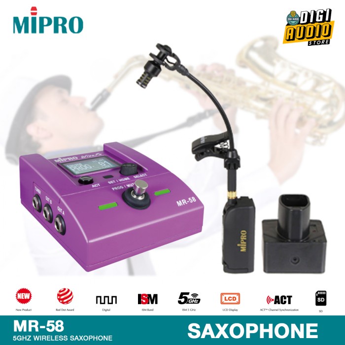 Jual Wireless Microphone Saxophone 5Ghz Mipro Mr-58 Mic Alto Soprano Tenor #Original | Shopee ...