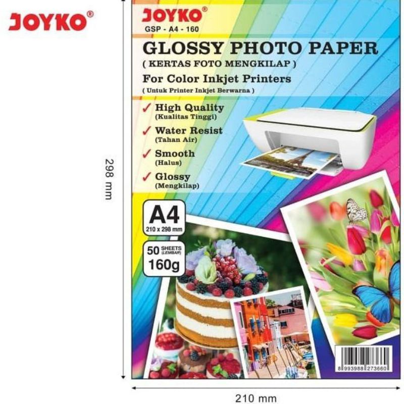 Jual Kertas Foto A4-160 Joyko GSP-A4-160 ( 1pak/50lbr ) | Shopee Indonesia