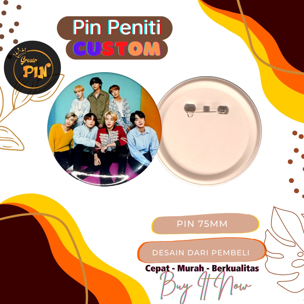 Jual cetak pin Custom / Cetak Pin 75mm / Pin Souvenir / Souvenir ...