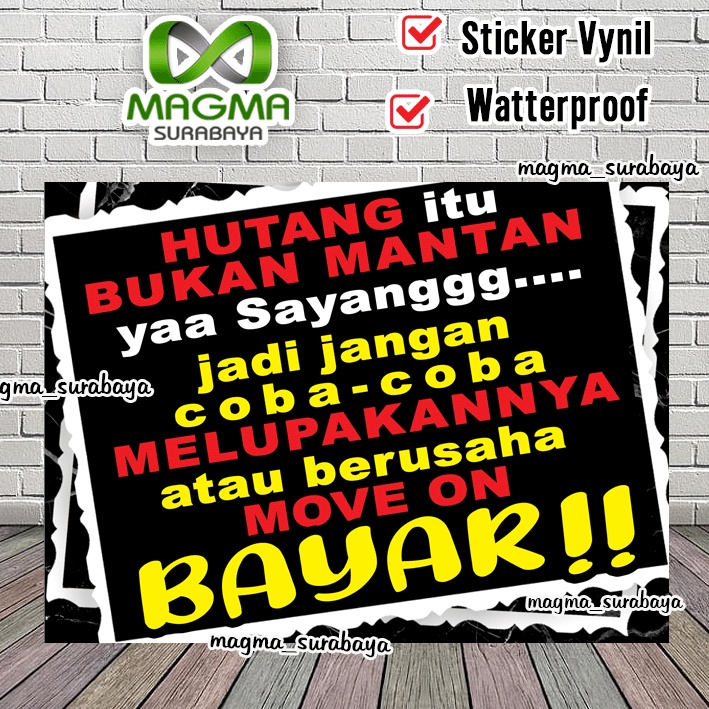 Jual Stiker Hutang bukan mantan ya sayanggg | Shopee Indonesia