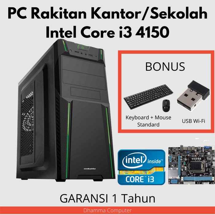 Jual Paket PC Rakitan Komputer CPU Kantor Intel Core i3 4150 SSD HD Gen 4 | Shopee Indonesia