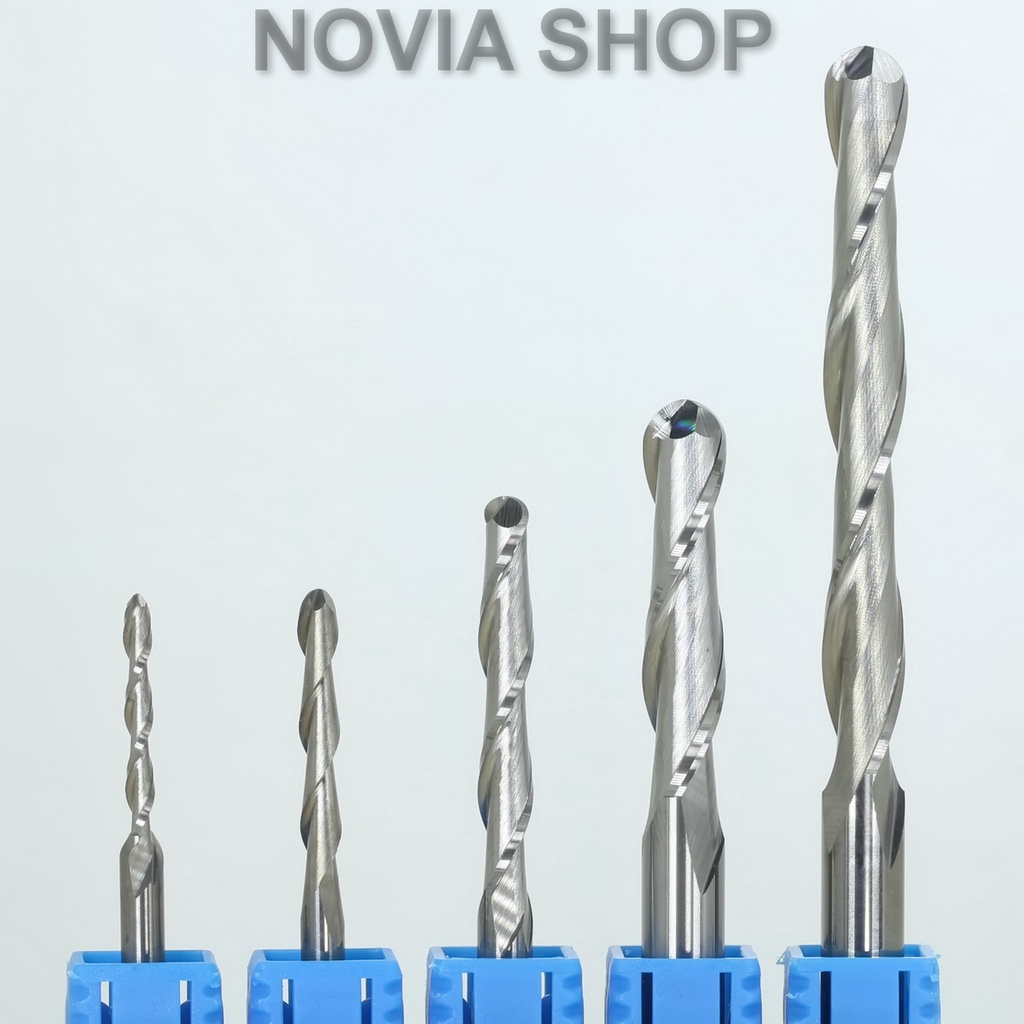 Jual CNC Router Bit 2F Spiral Ballnose MDF Kayu Acrylic 1mm 2mm 3mm 4mm ...