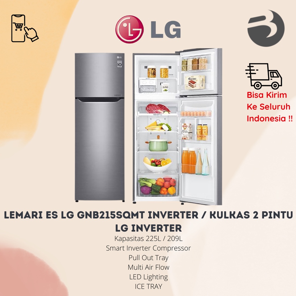 Jual LEMARI ES LG GNB215SQMT INVERTER / KULKAS 2 PINTU LG INVERTER ...